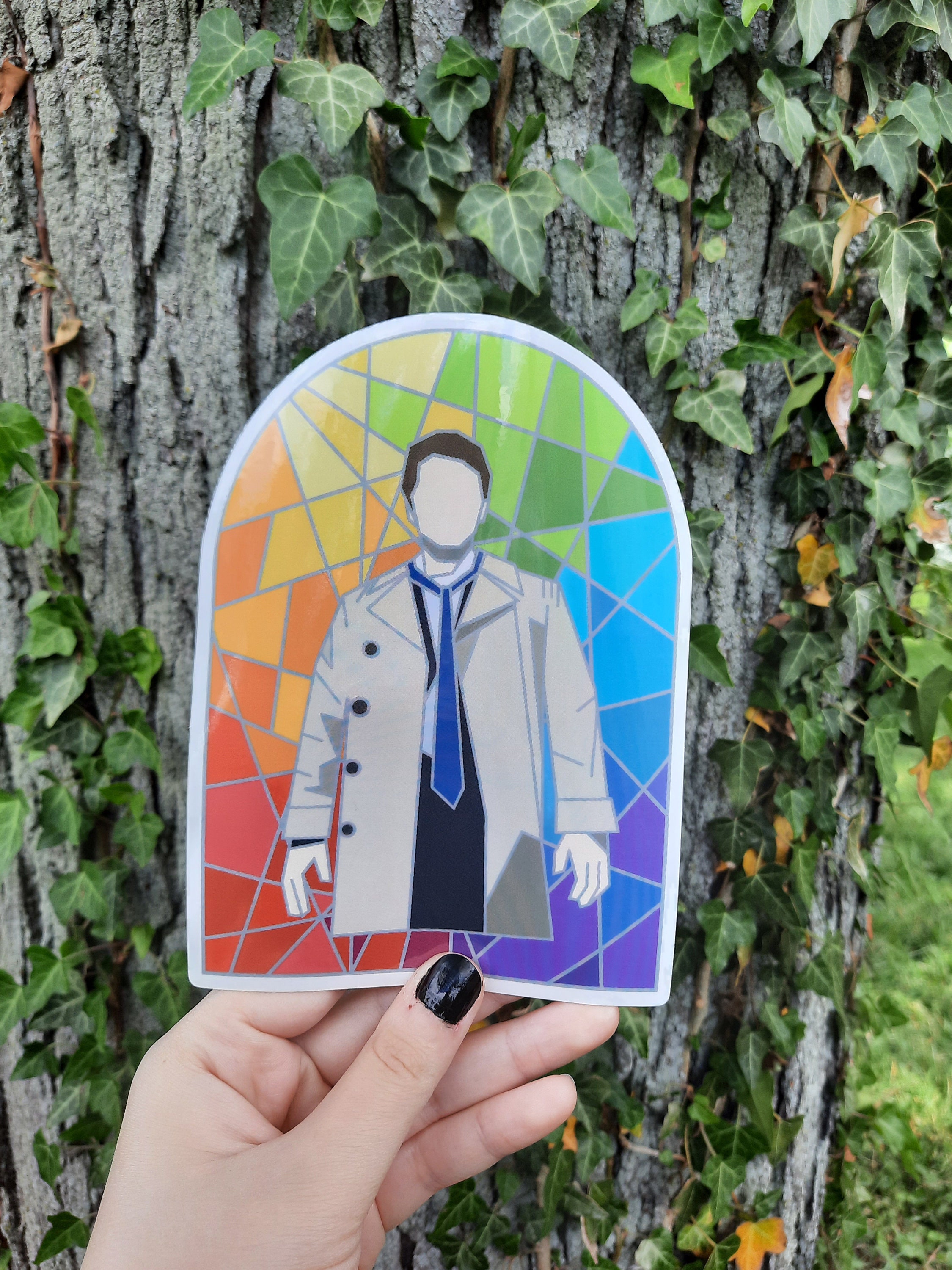 Castiel Stained Glass Window Clear Bumper Sticker - Etsy
