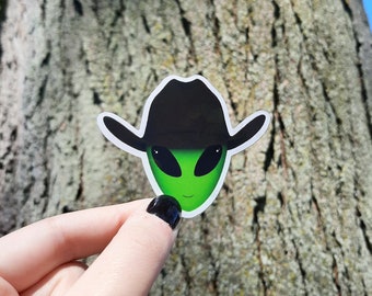 Space Alien Cowboy Sticker UFO Vinyl Sticker Funny Alien - Etsy