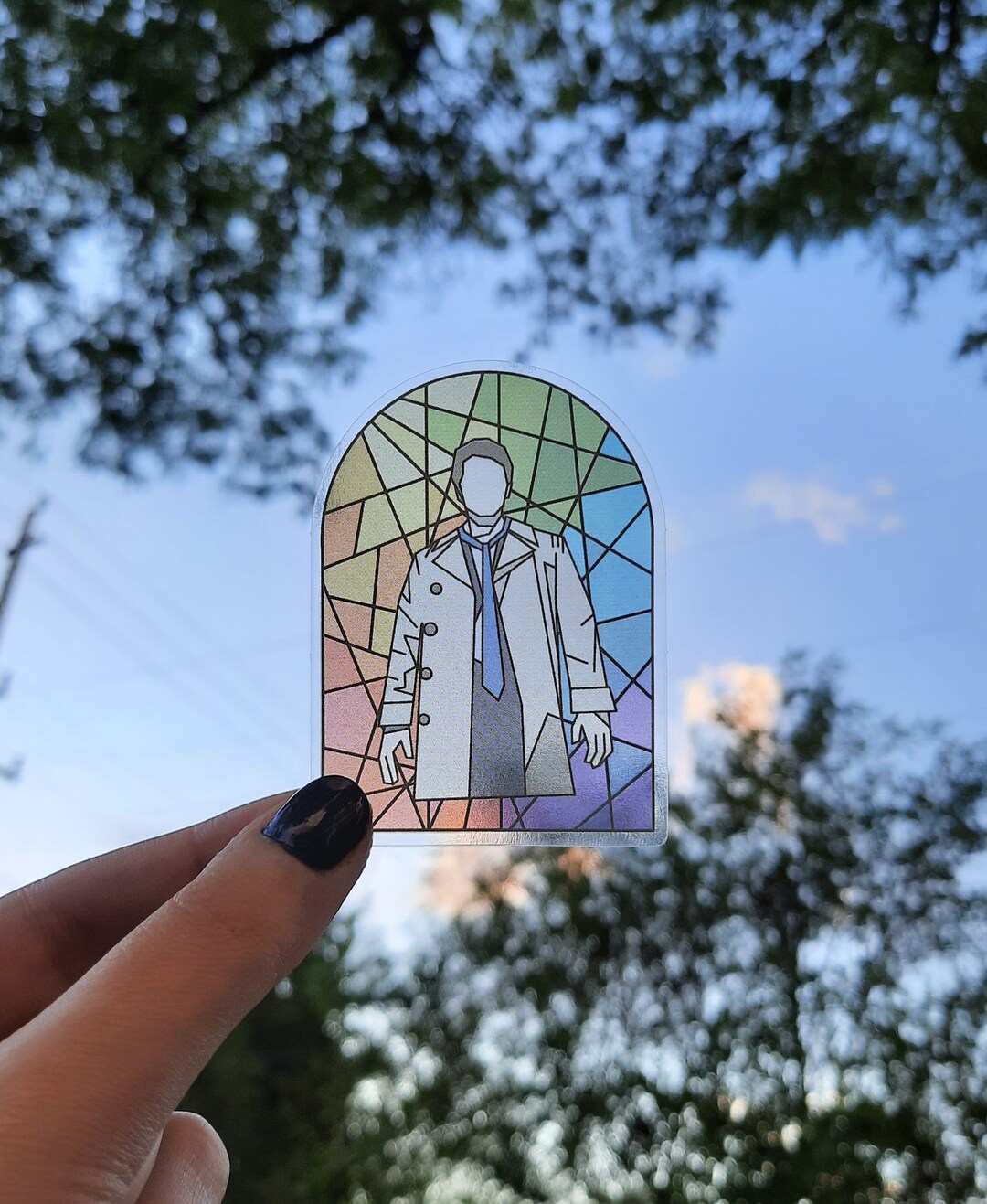 Castiel Stained Glass Sticker - Etsy