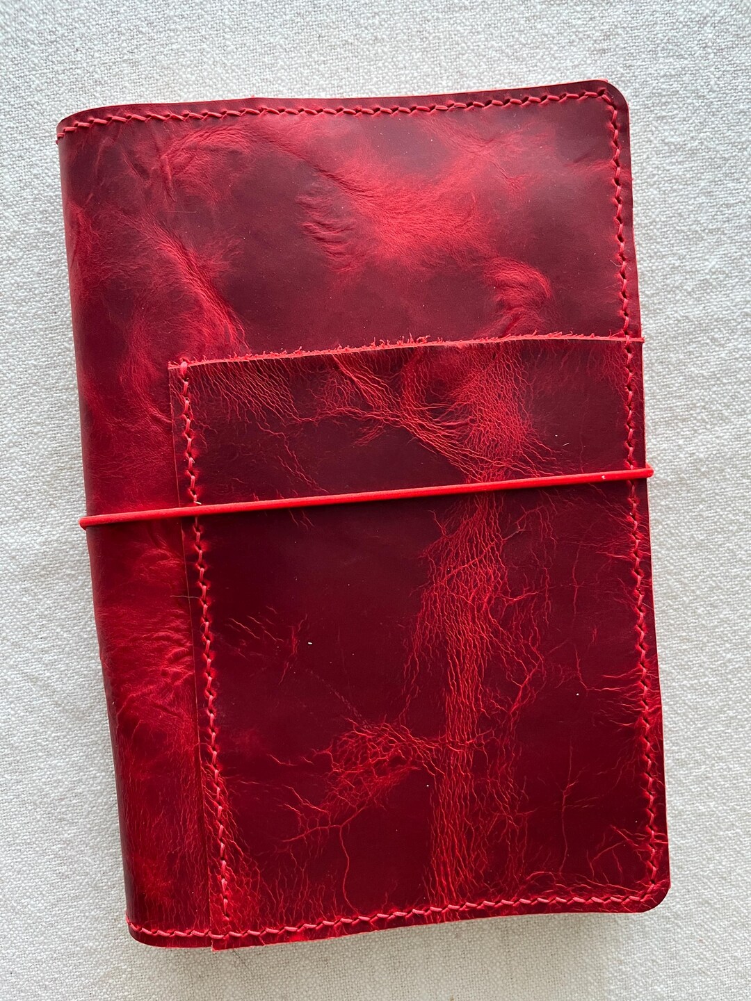 A5 Leather Folio, Pull up Red - Etsy
