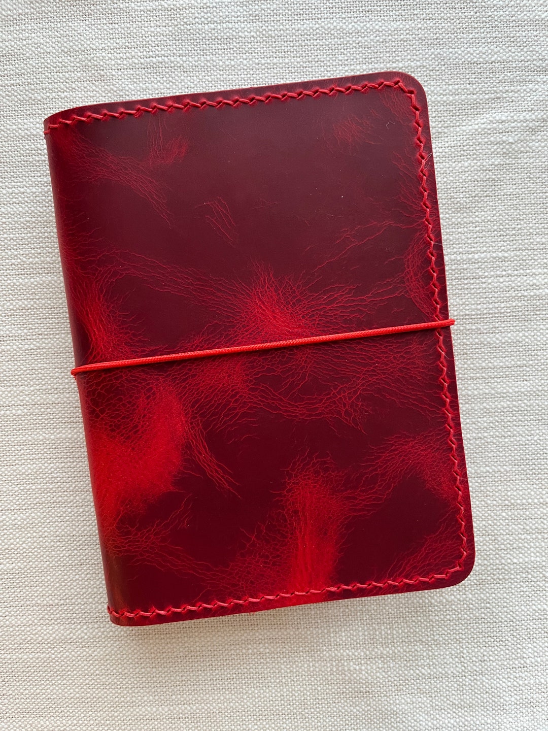 A6 Leather Folio, Pull up Red - Etsy