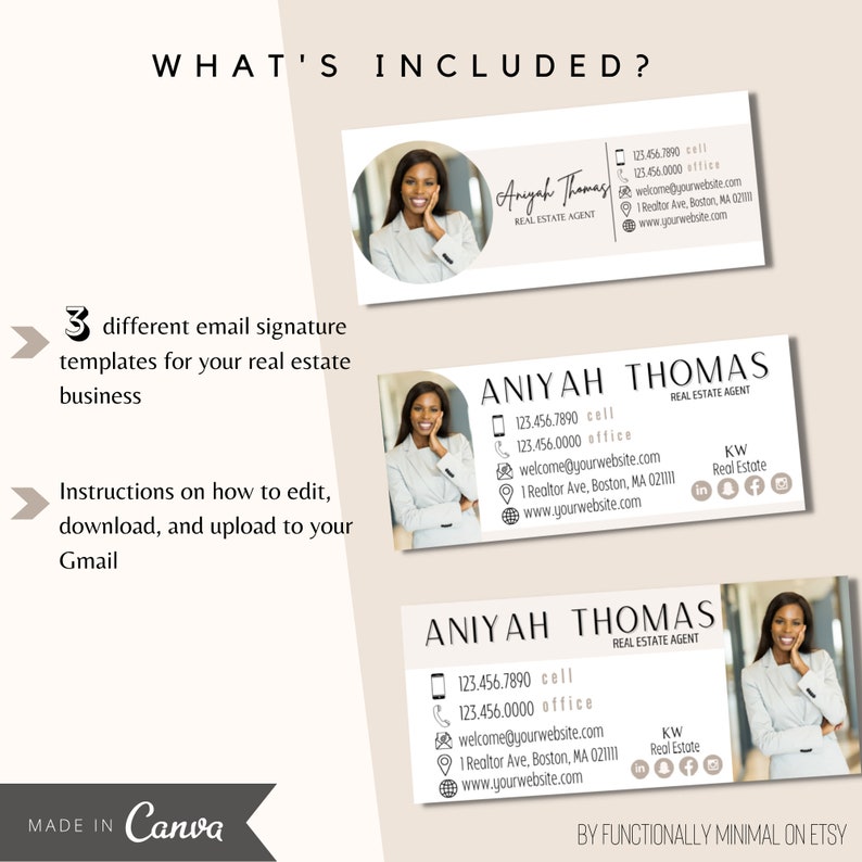 Modern Realtor Real Estate Broker Email Signature Template - Etsy