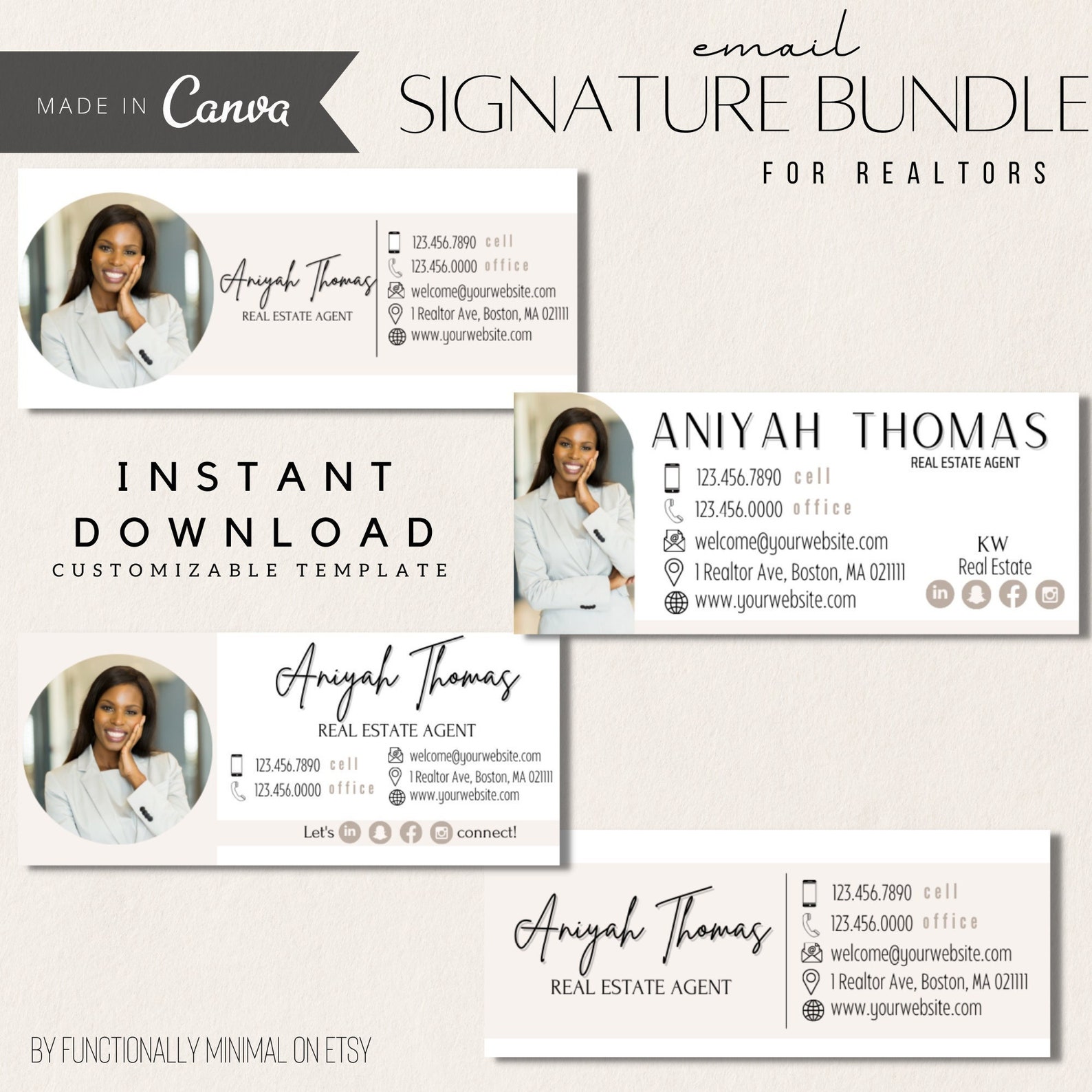 Modern Realtor Real Estate Broker Email Signature Template - Etsy