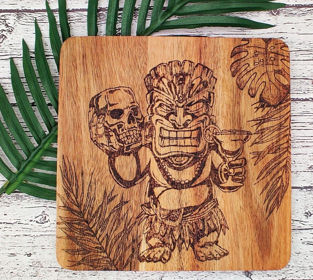 JME Designs Hand Burned Tiki Figure Board. Pyrography Island Art on ...