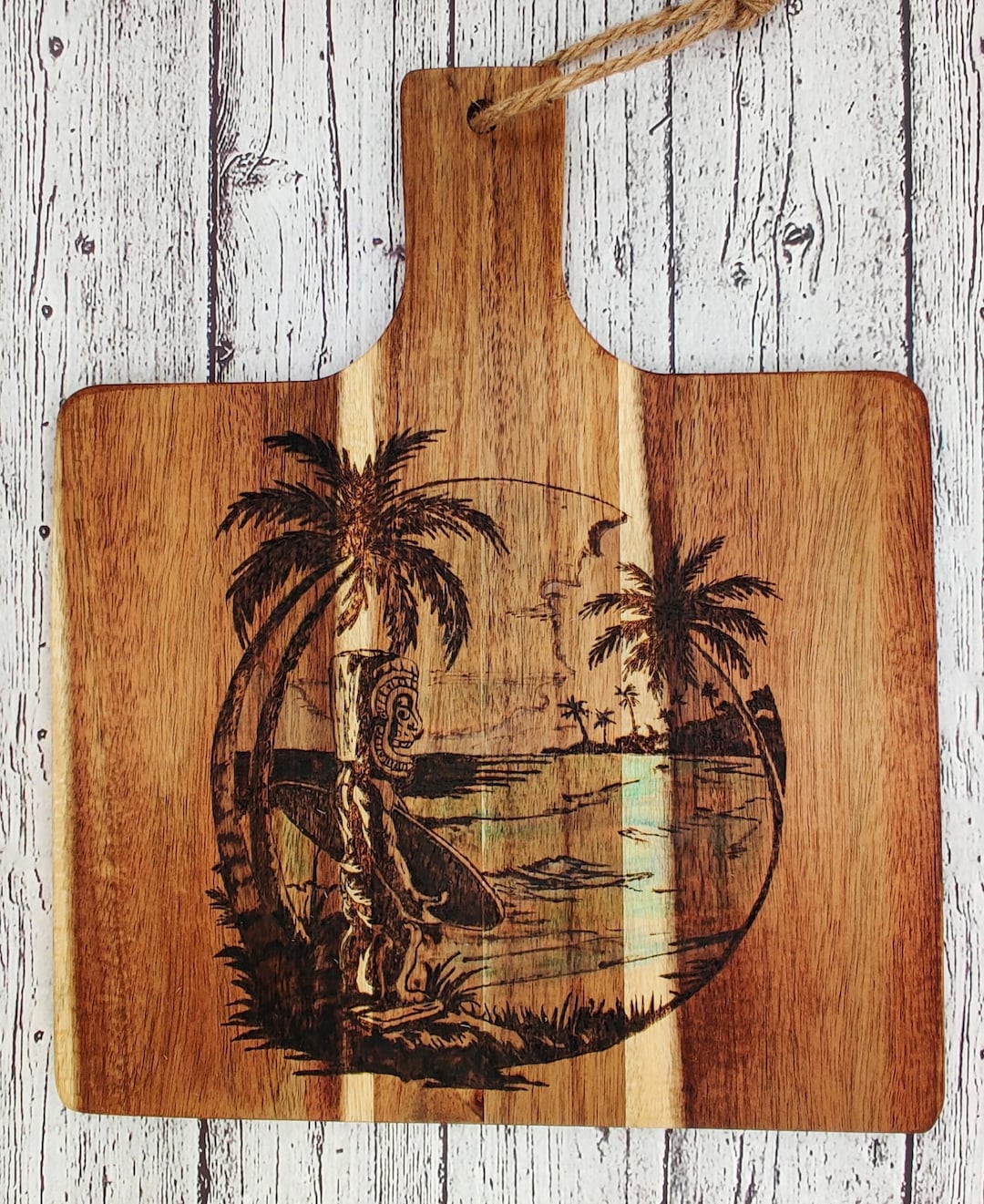 Surfing Tiki Tropical Island Ocean Palm Tree Hawaiian Charcuterie ...