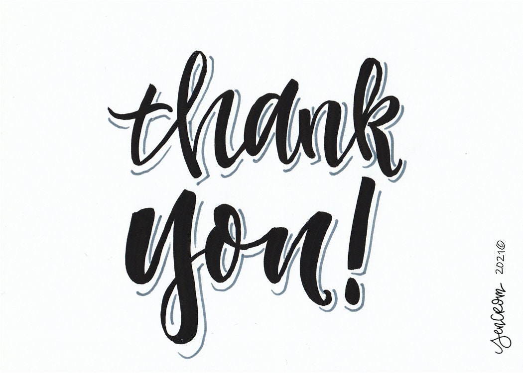 Thank You Note Card Printable Download 5x7 Black Gray - Etsy