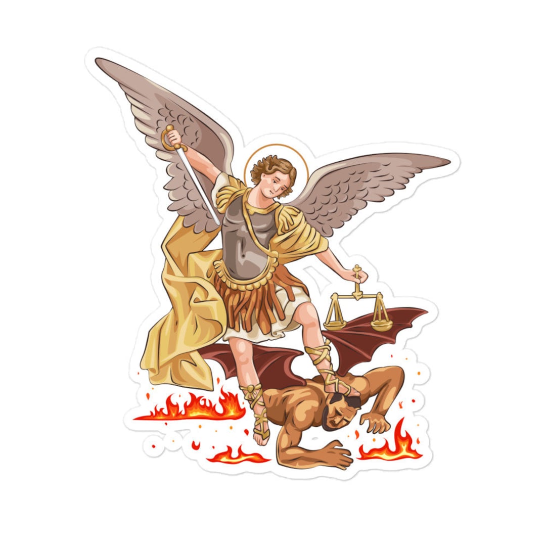 Saint Michael the Archangel Defeats the Evil, Bubble-free Stickers - Etsy