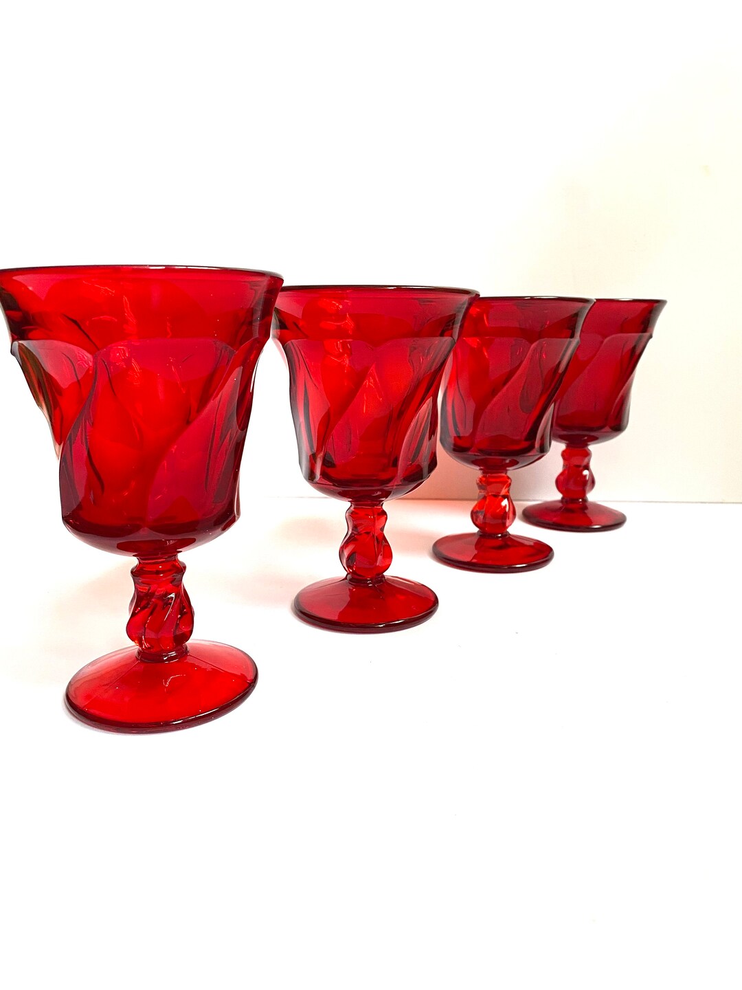 Fostoria Jamestown Ruby Red Water Goblets - Etsy