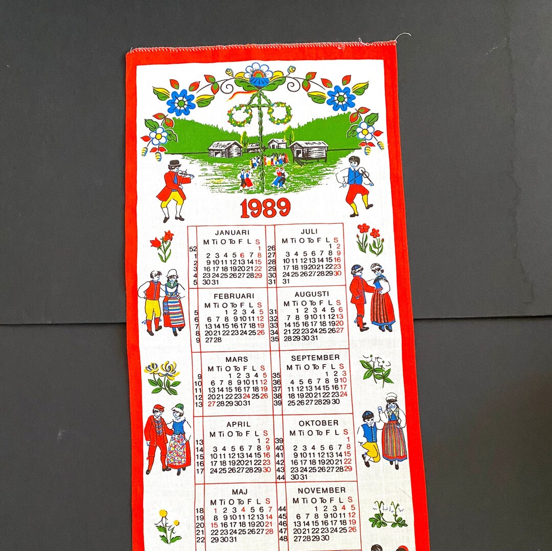 1989 Swedish Vintage Stil Dakar Cotton Linen Calendar - Etsy
