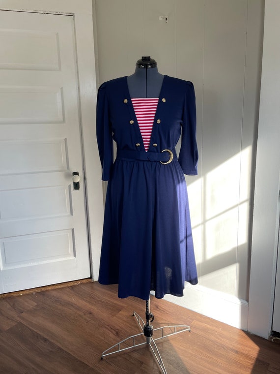 Vintage 80s blue nautical - Gem