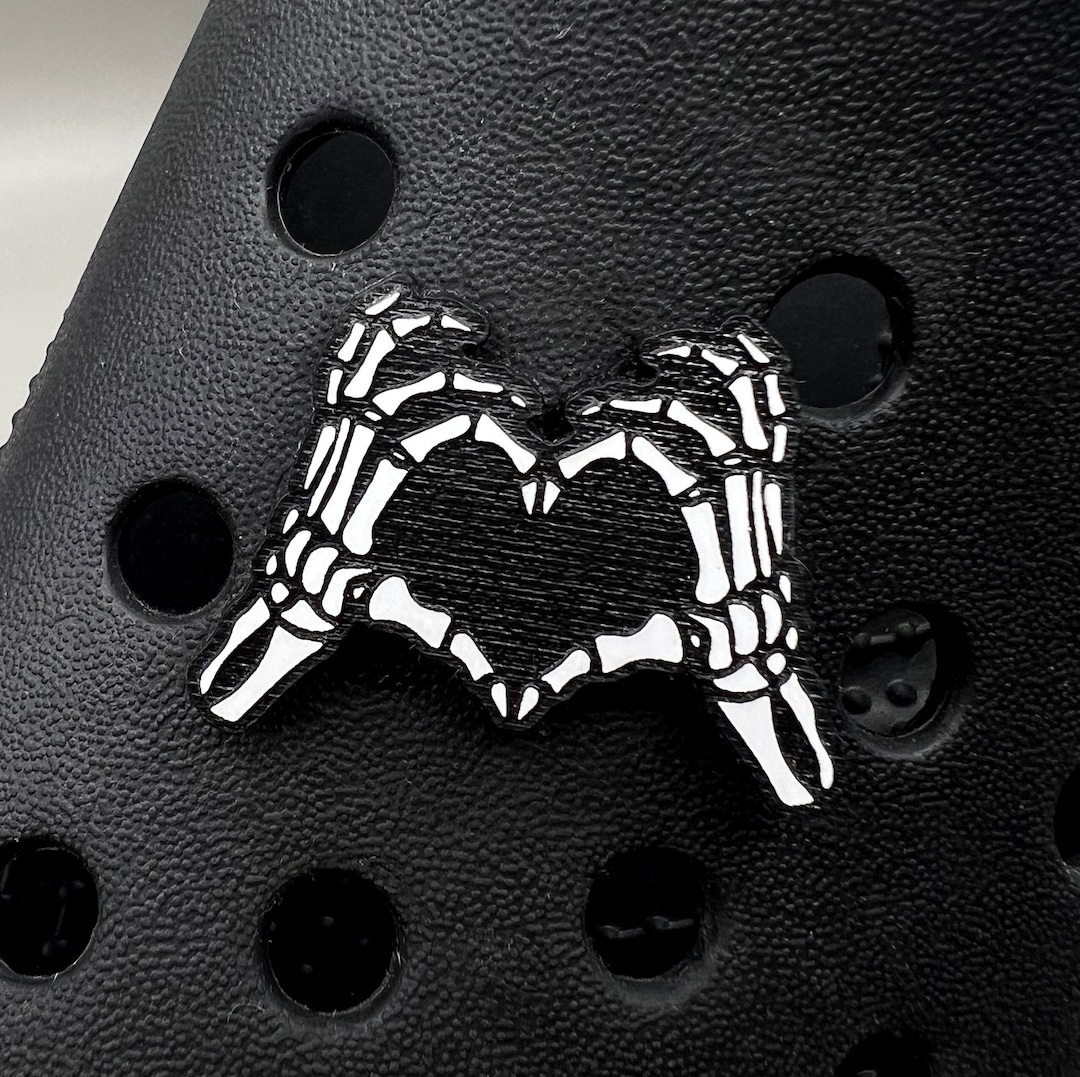 Skeleton Heart Hands Clog Charm Croc Jibbitz Bones Love White With ...