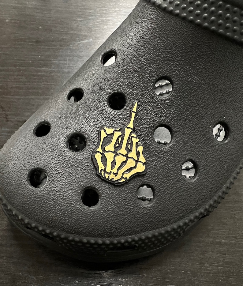 Skeleton Middle Finger Clog Charm Croc Eff off White With - Etsy UK