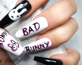 Bad Bunny Nails - Etsy