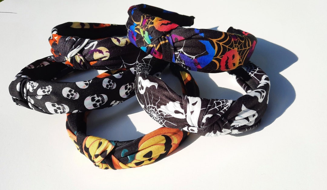 HALLOWEEN SKELETON PUMPKIN Wide Headbands Skull Headband Halloween Hair ...