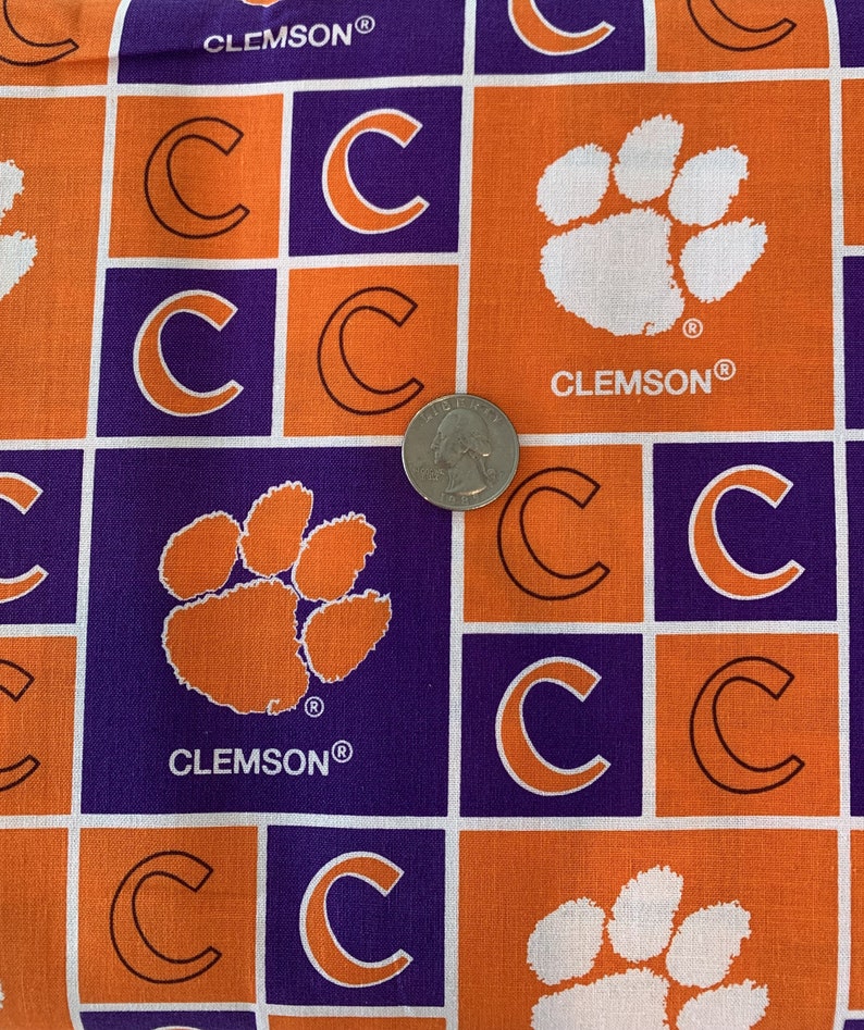 Clemson University 100% Cotton Fabric Block Print FREE - Etsy