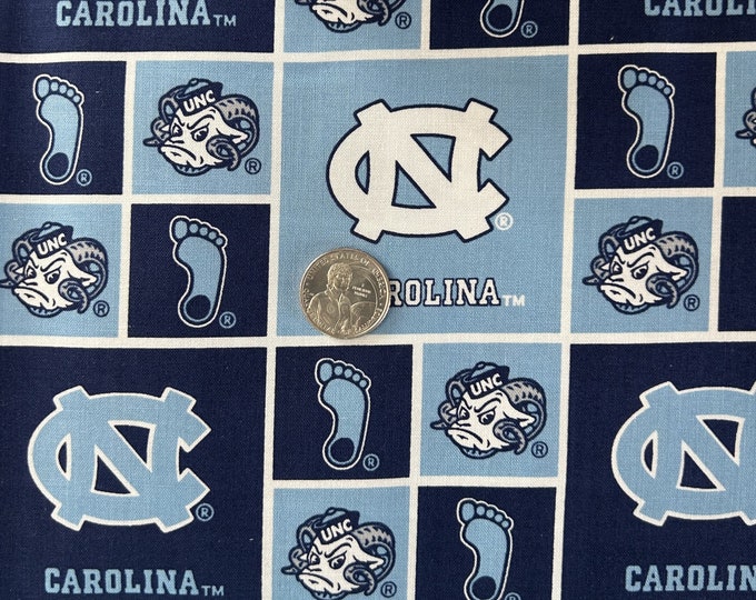 UNC Tarheels 100% Cotton Fabric Block Print FREE SHIPPING - Etsy