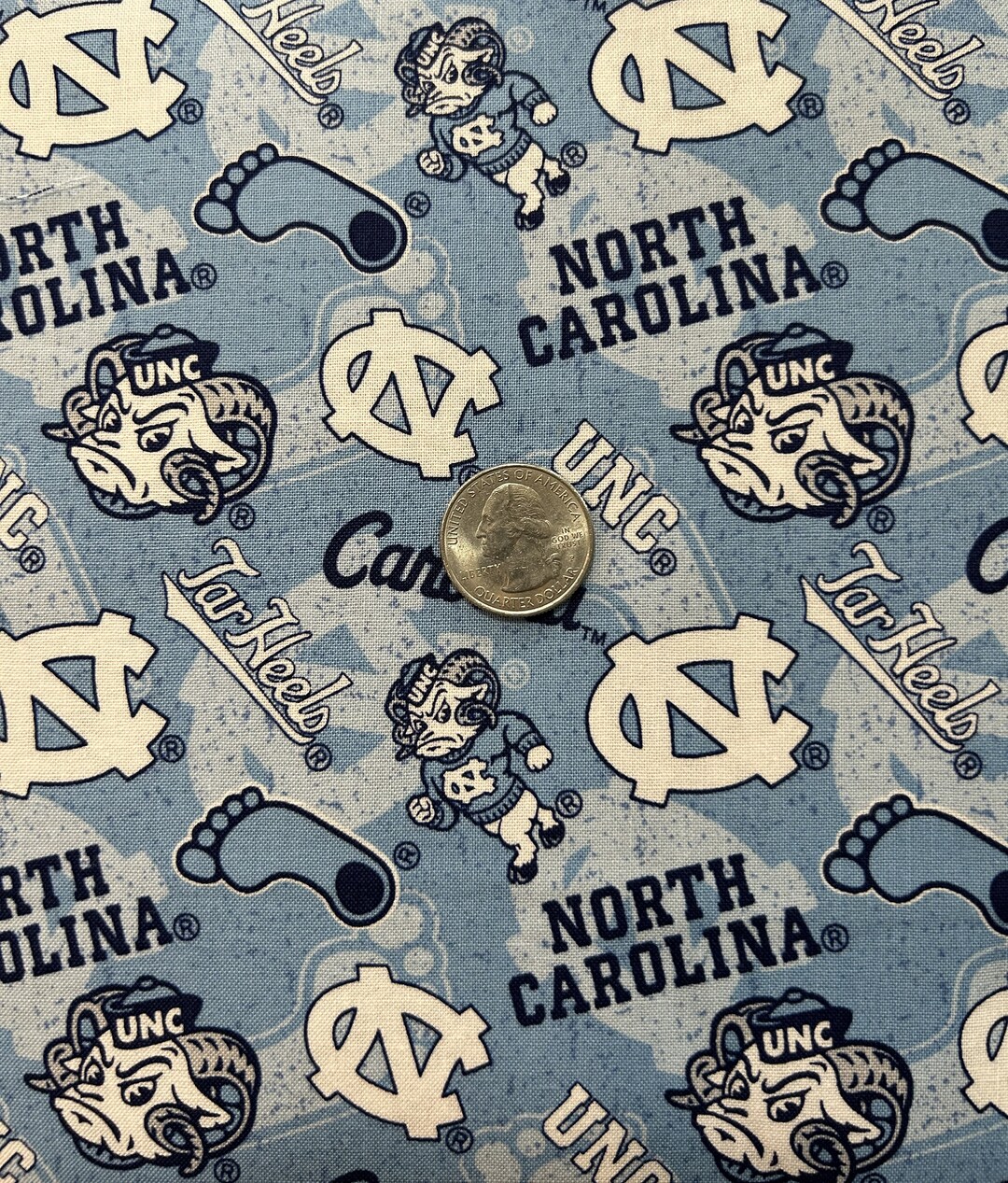 UNC Tarheels 100% Cotton Fabric Print FREE SHIPPING - Etsy