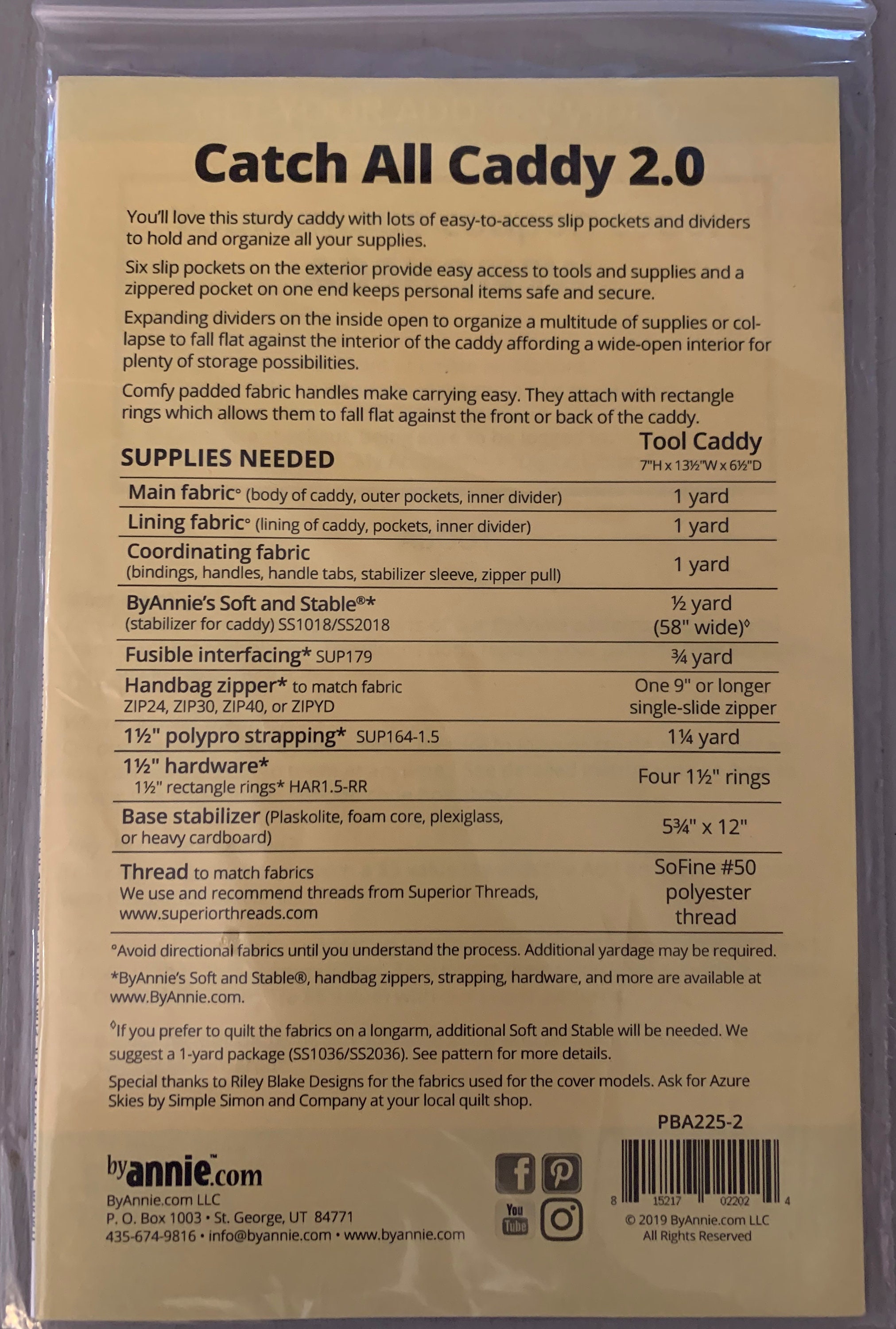 Sewing Pattern Catch All Caddy 2.0 by Annie.com Free Shipping - Etsy