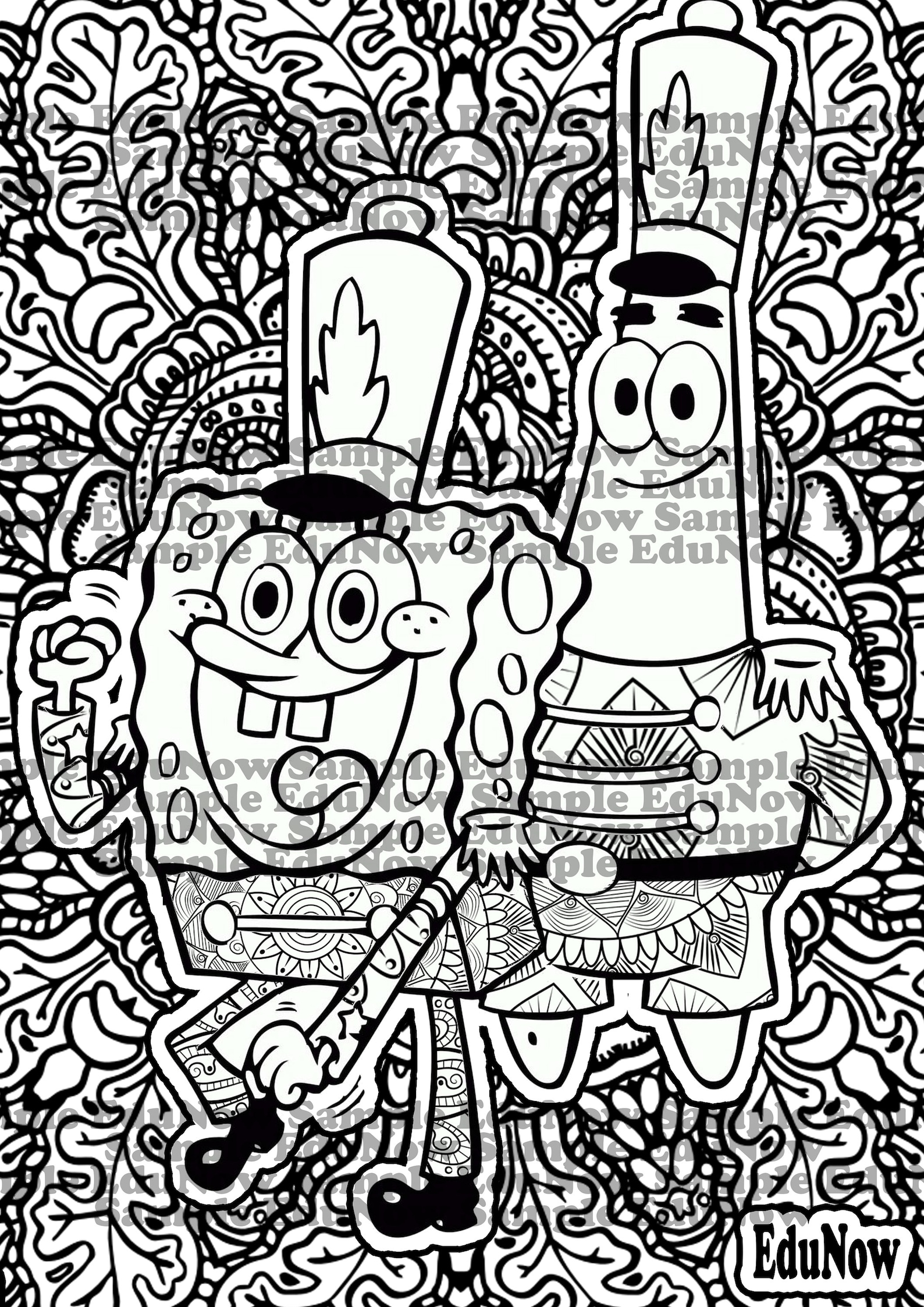 Spongebob Mandala Coloring Page 1 - Etsy New Zealand