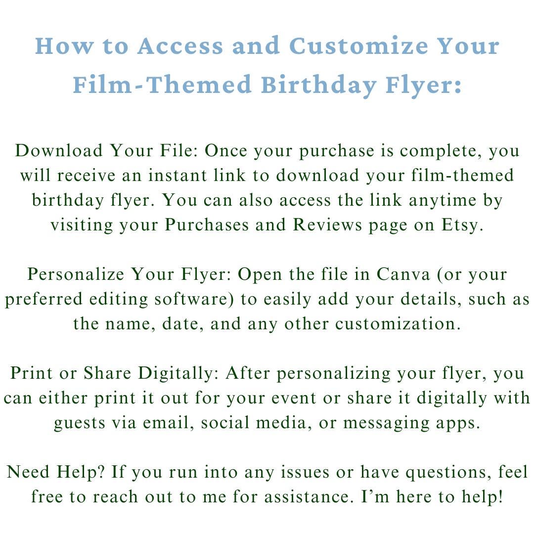 Birthday Flyer: Lights, Camera, Birthday Action! - Etsy