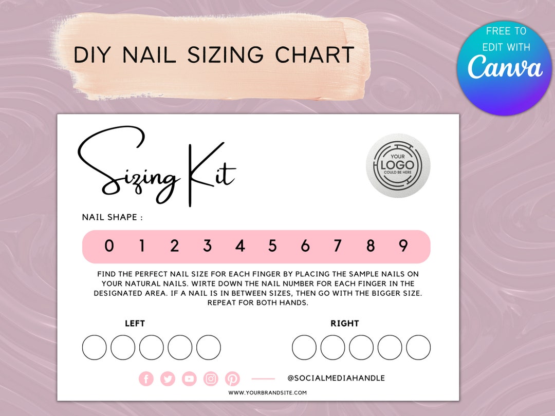 DIY Press on Nail Salon Sizing Kit Template Clip on Nails, Nail Sizing ...