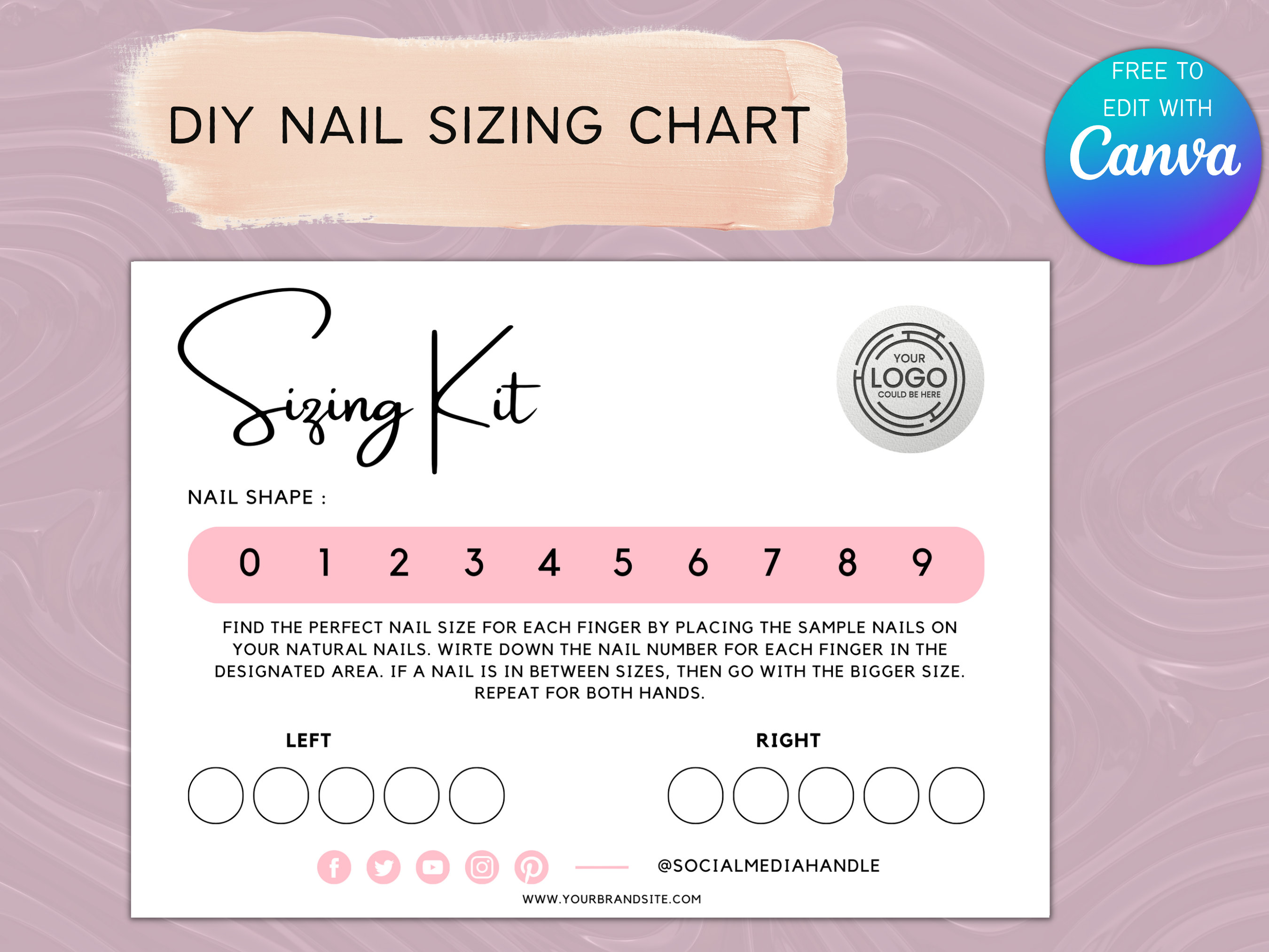 DIY Press on Nail Salon Sizing Kit Template Clip on Nails, Nail Sizing ...