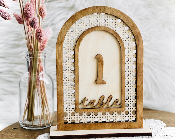 Boho Wedding Signage // Rattan Wooden Table Numbers // Bohemian Wedding ...