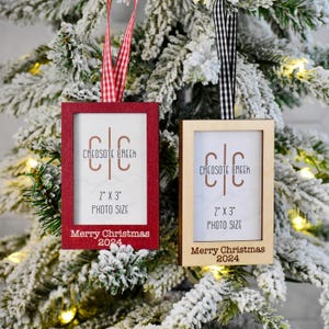 Merry Christmas 2024 Photo Frame Ornament | 2x3" Wood Picture Frame ...
