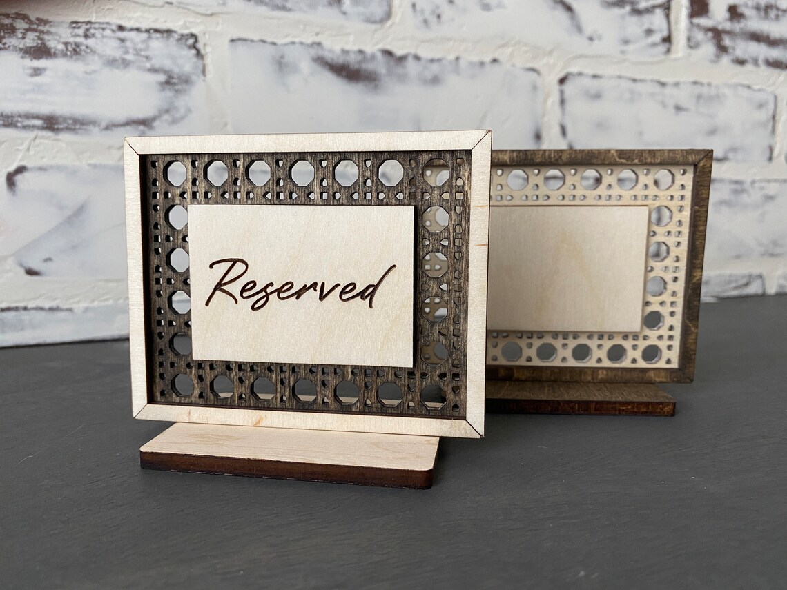 Custom Engraved Standing Wood Sign Geometric Pattern Wedding - Etsy