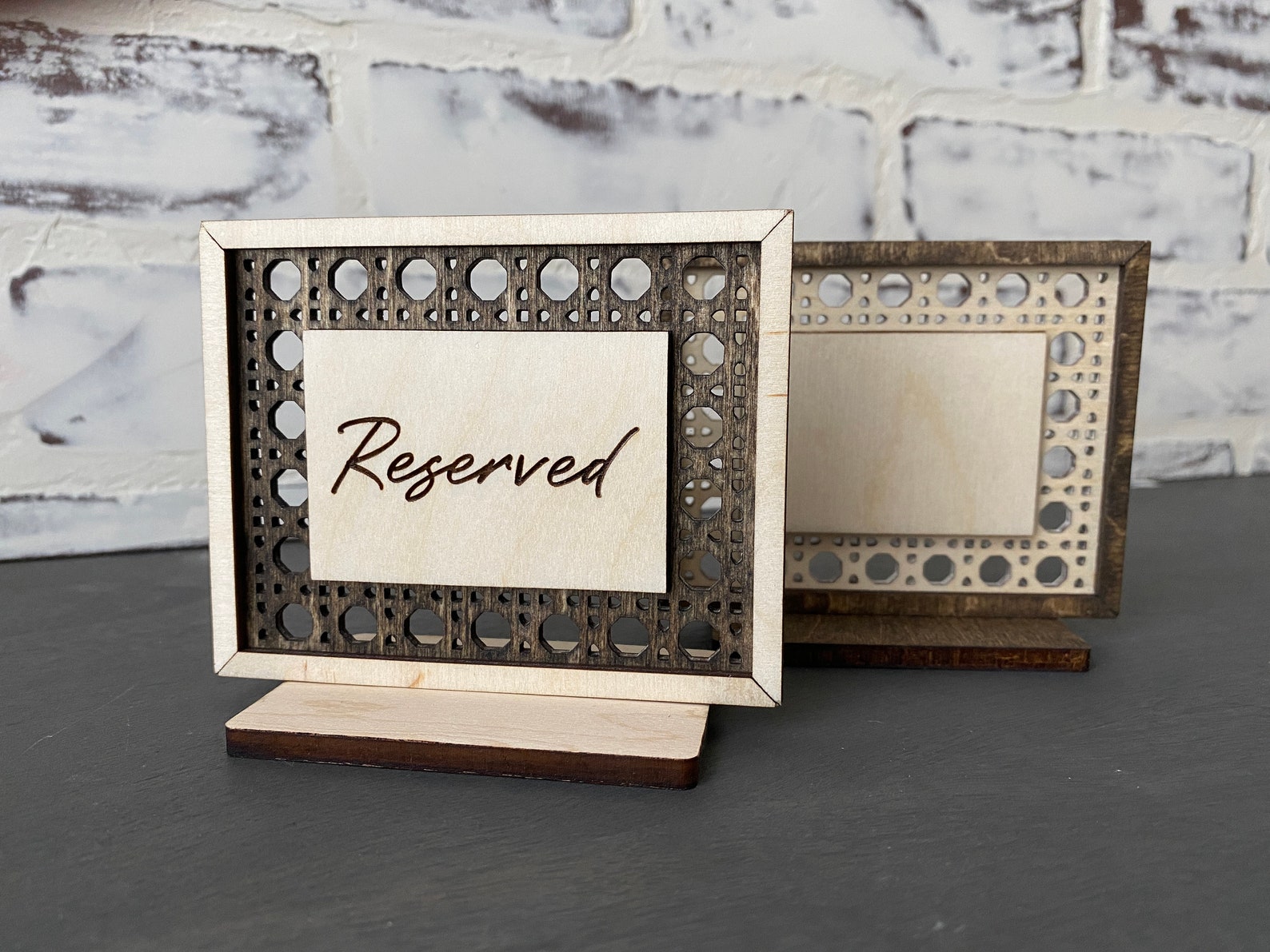 Custom Engraved Standing Wood Sign Geometric Pattern Wedding - Etsy