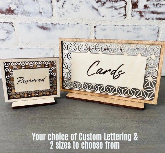 Custom Engraved Standing Wood Sign Geometric Pattern Wedding - Etsy