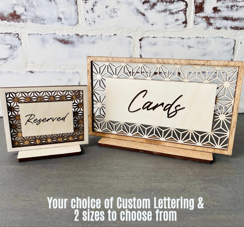 Custom Engraved Standing Wood Sign Geometric Pattern Wedding - Etsy