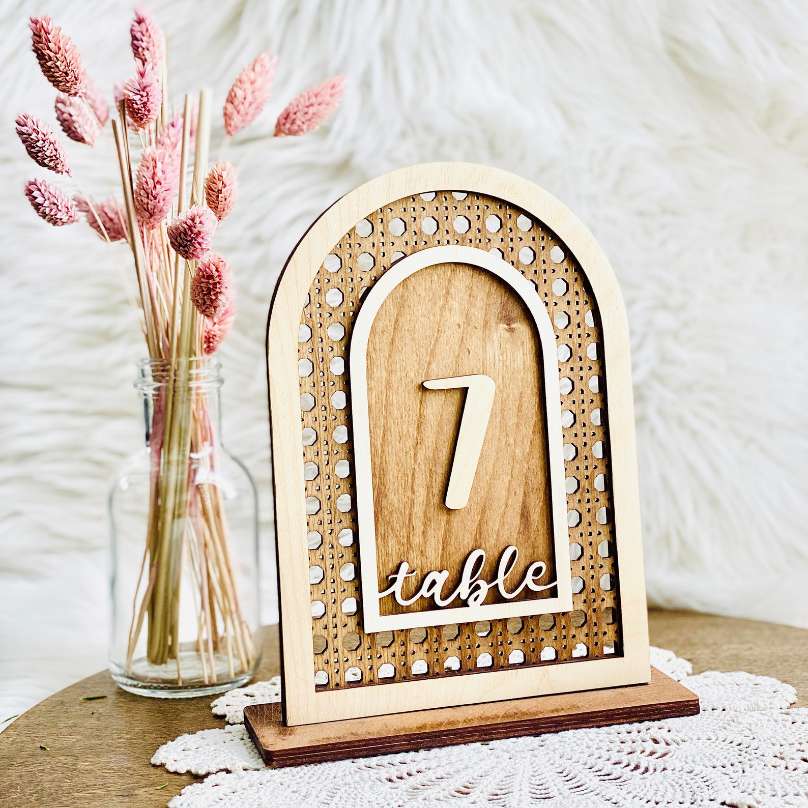 Boho Wedding Signage // Rattan Wooden Table Numbers // | Etsy