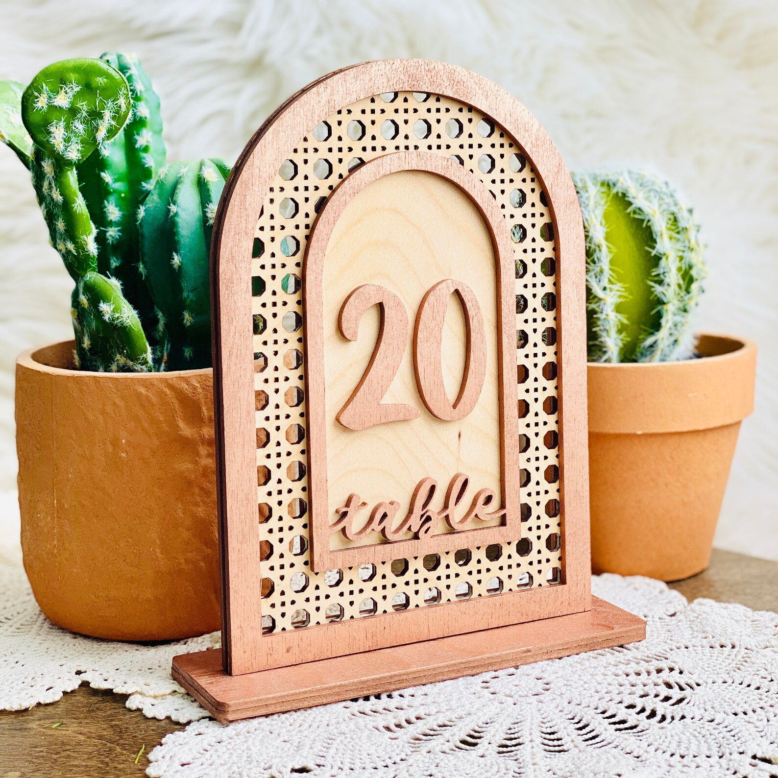 Boho Wedding Signage // Rattan Wooden Table Numbers // | Etsy