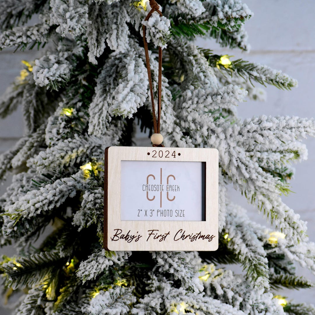 Baby's First Christmas Photo Ornament: Engraved Wood 2x3" Frame - Etsy