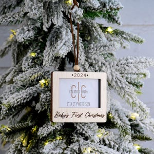 Baby's First Christmas Photo Ornament: Engraved Wood 2x3" Frame - Etsy