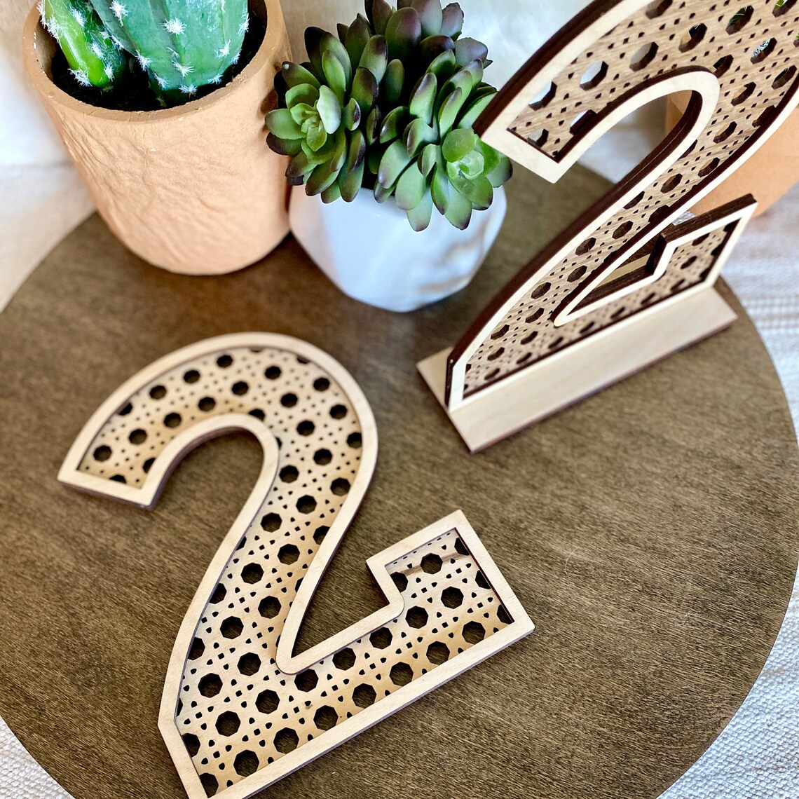 Rattan Cane Pattern Wooden Numbers // Terracotta Wedding // | Etsy