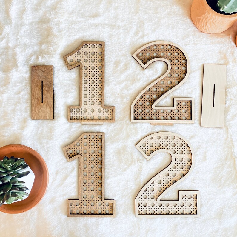 Rattan Cane Pattern Wooden Numbers // Terracotta Wedding // - Etsy