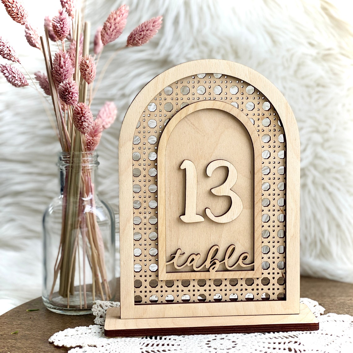 Boho Wedding Signage // Rattan Wooden Table Numbers // | Etsy
