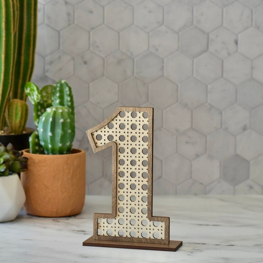 Rattan Cane Pattern Wooden Numbers // Terracotta Wedding // Boho Party ...