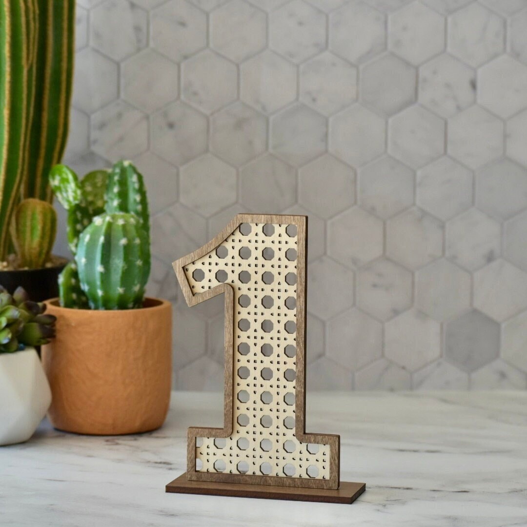 Rattan Cane Pattern Wooden Numbers // Terracotta Wedding // Boho Party ...