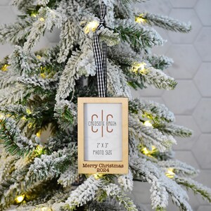 Merry Christmas 2024 Photo Frame Ornament | 2x3" Wood Picture Frame ...