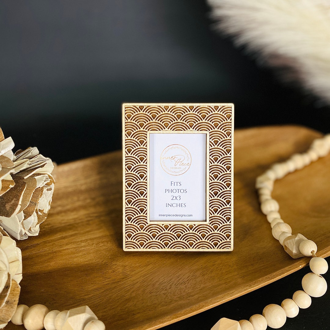 Wooden Mini Photo Frame Japanese Wave Pattern Minimalist - Etsy