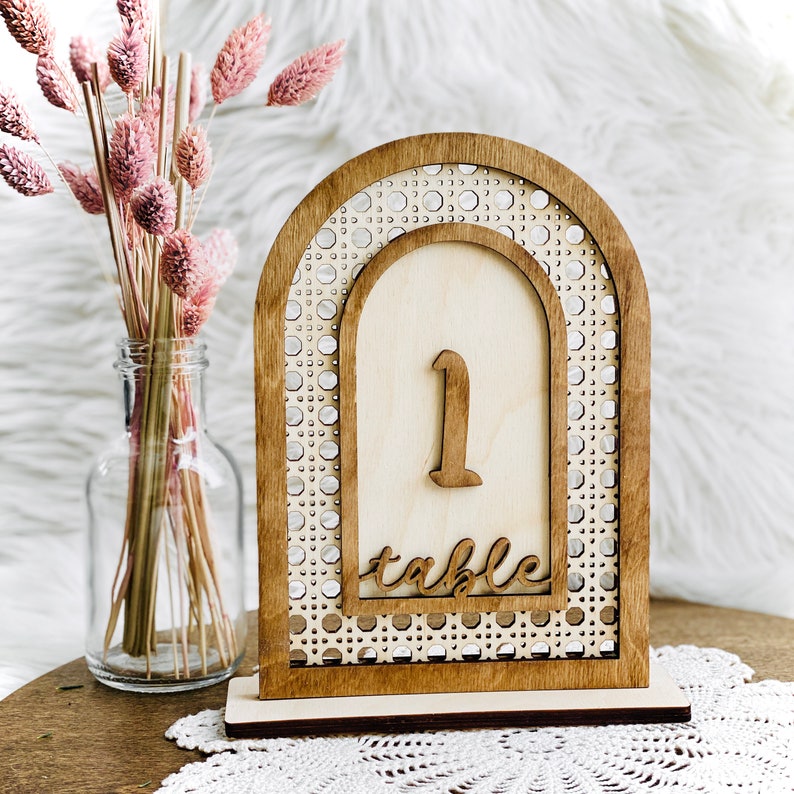 Boho Wedding Signage // Rattan Wooden Table Numbers // - Etsy