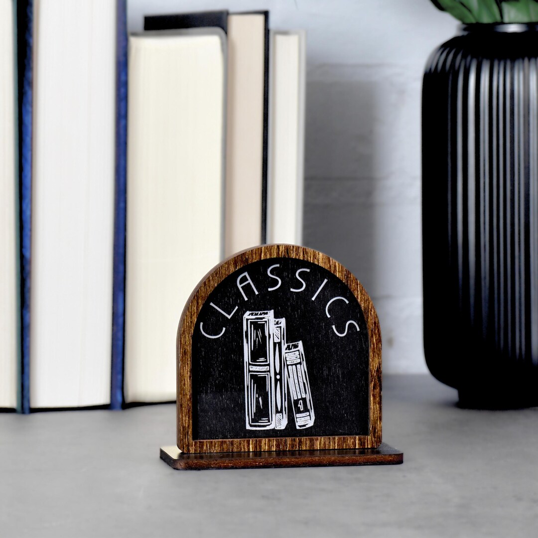 Classics Book Genre Sign for Book Nook, Home Library & Bookshelves ...