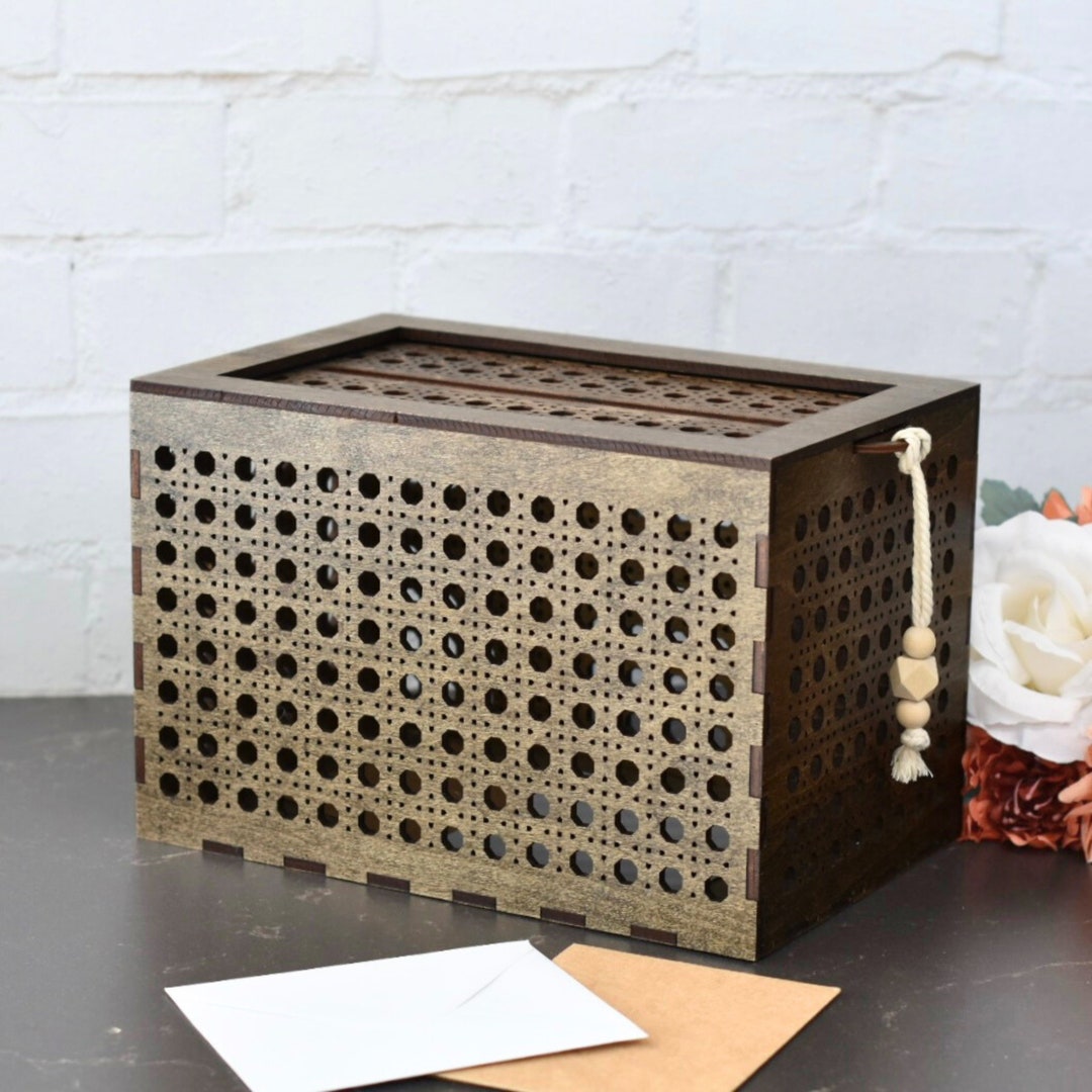 Boho Rattan Card Box With Lock for Weddings and Graduation // Locking ...