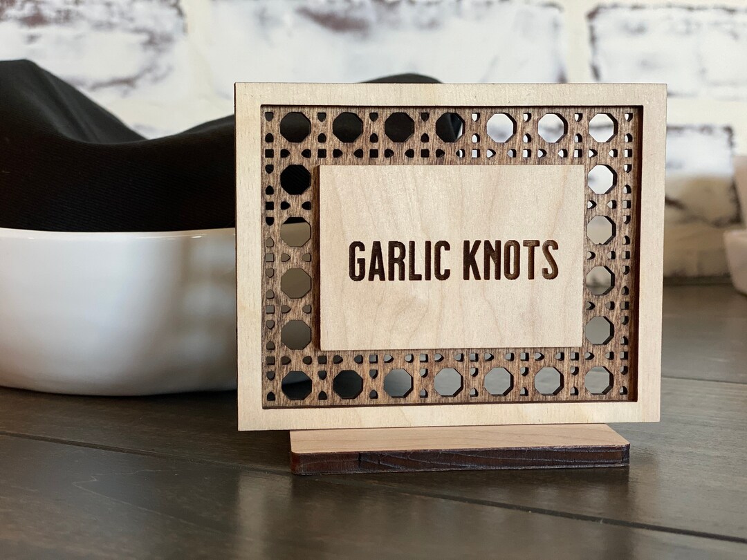 Custom Food Name Signs // Cane Rattan Wedding Signs // Miniature Wood ...