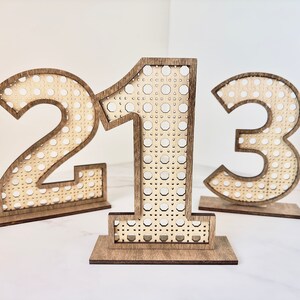 Rattan Cane Pattern Wooden Numbers // Terracotta Wedding // Boho Party ...