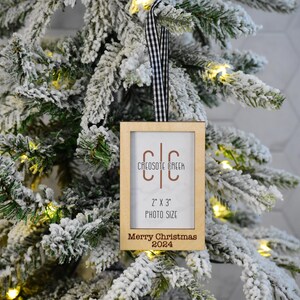 Merry Christmas 2024 Photo Frame Ornament | 2x3" Wood Picture Frame ...