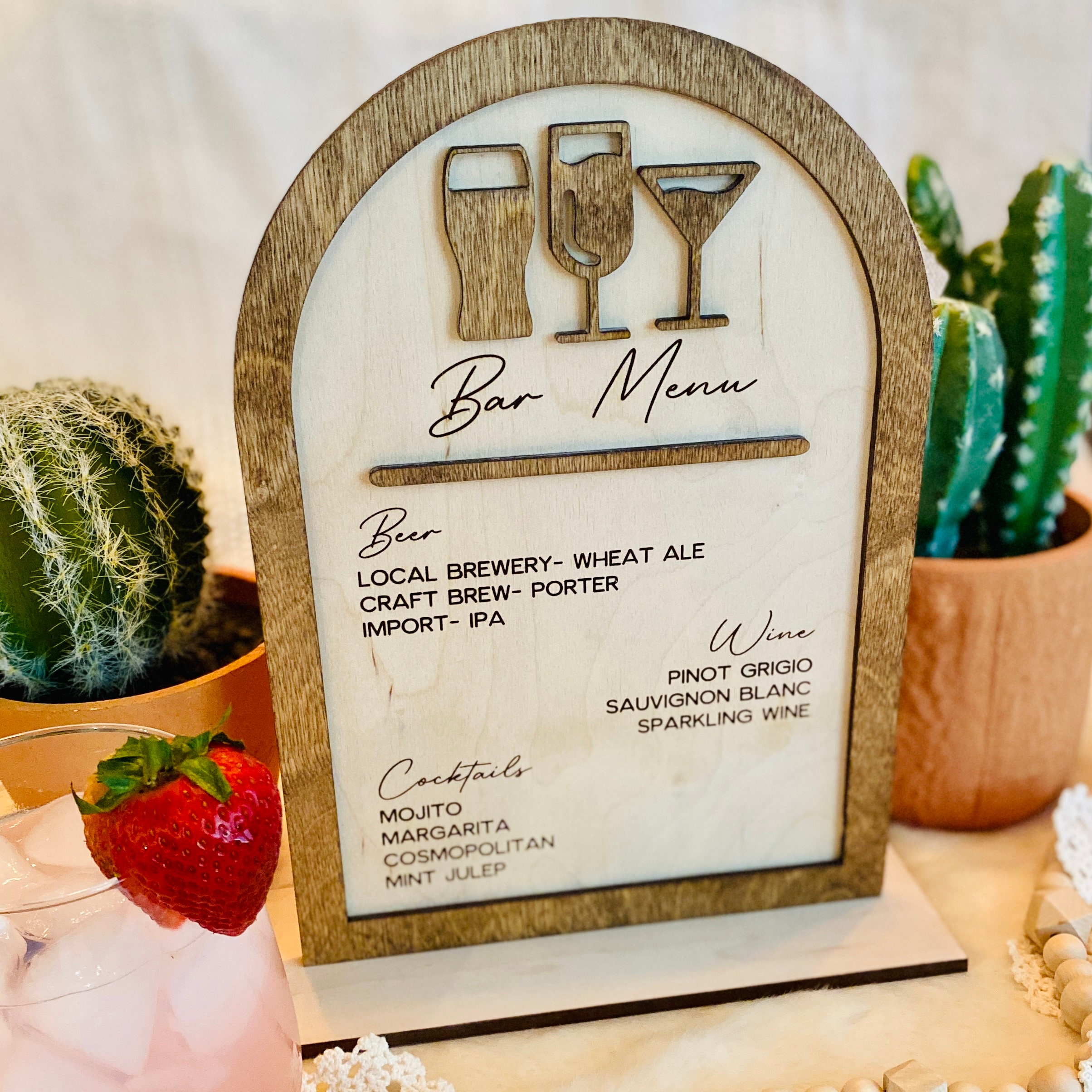 Custom Wood Bar Menu Sign // Wedding Bar Sign // Special Event | Etsy